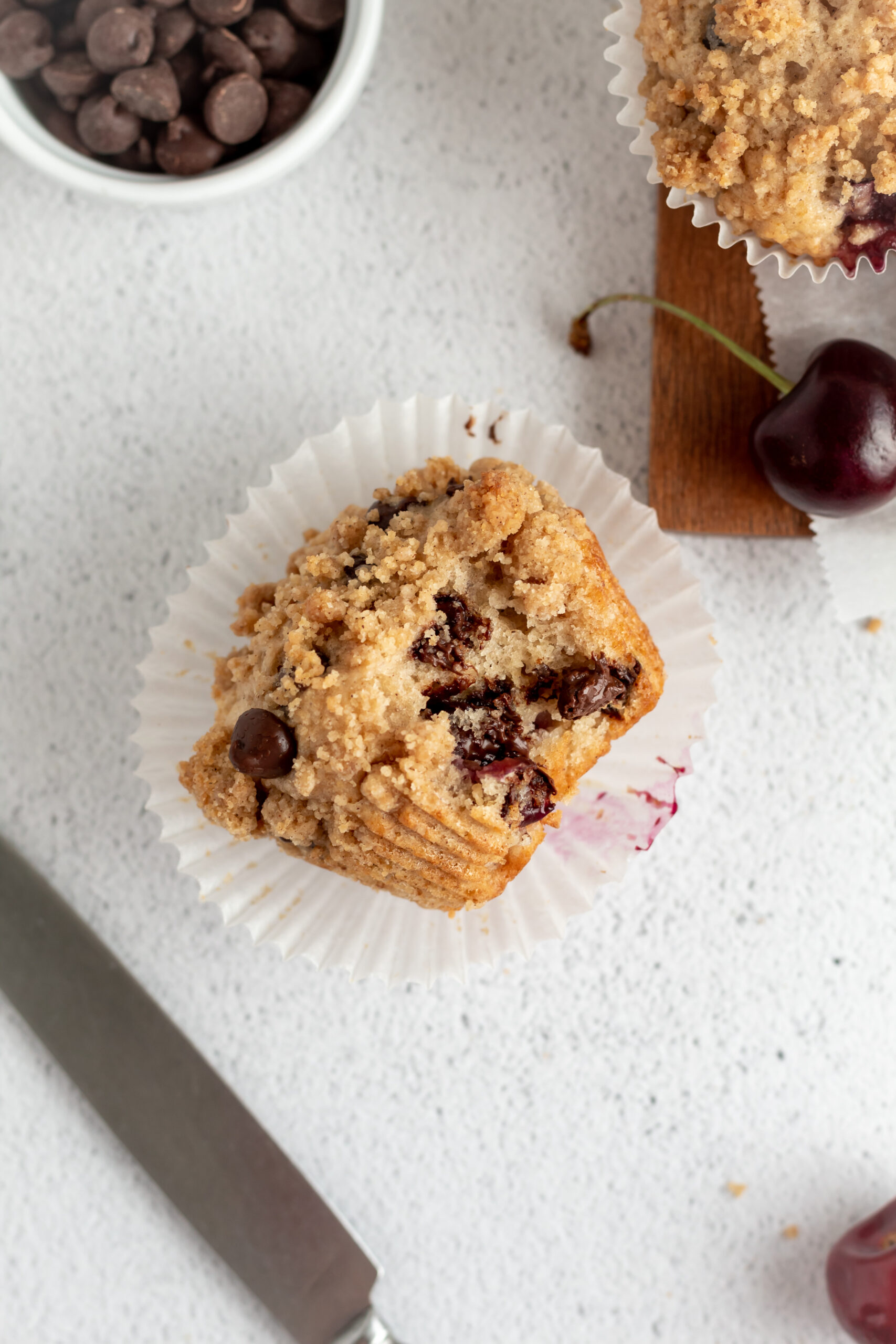 Chocolate Cherry Muffins - Parsley and Icing